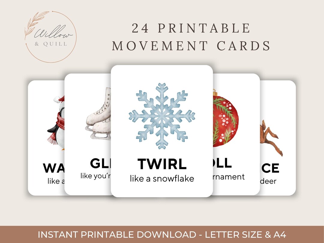 Printable Movement Cards Digital Download Winter Activities Christmas ...