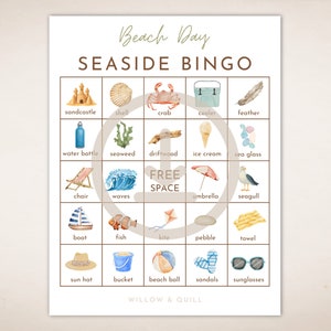 Printable Seaside Beach Day Nature Bingo | Beach Scavenger Hunt Game - Etsy