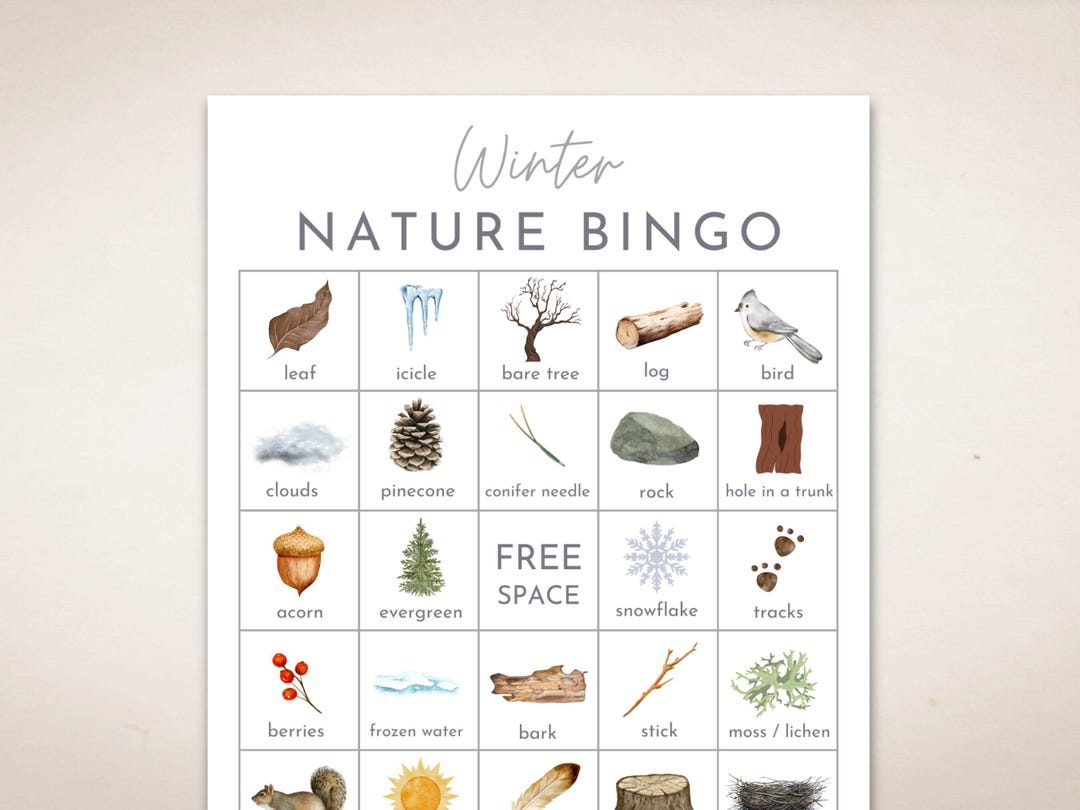 Printable Winter Nature Bingo | Winter Nature Scavenger Hunt - Etsy