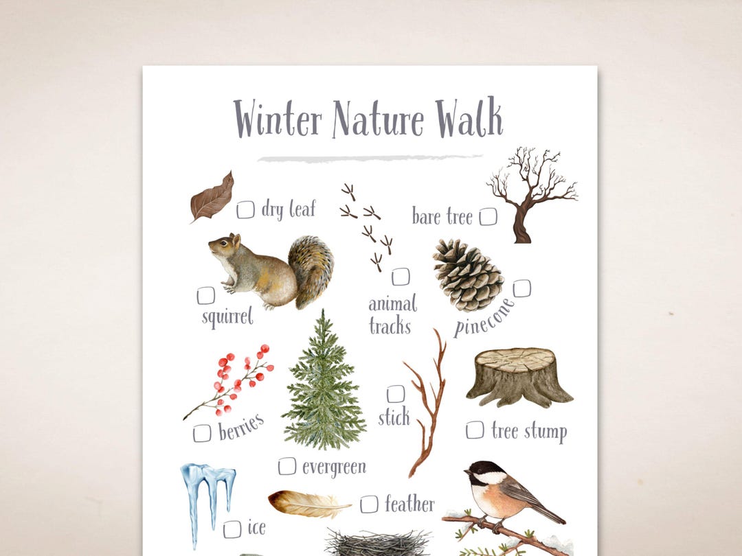 Printable Winter Nature Walk Scavenger Hunt | Winter Forest | Outdoor ...