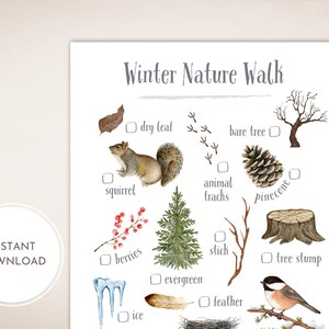 Printable Winter Nature Walk Scavenger Hunt | Winter Forest | Outdoor ...