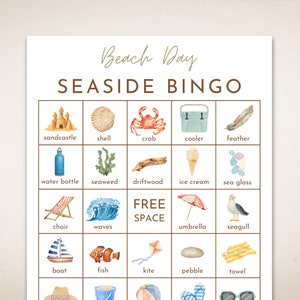 Printable Seaside Beach Day Nature Bingo | Beach Scavenger Hunt Game - Etsy