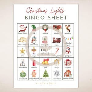 Printable Christmas Lights Bingo | Christmas Scavenger Hunt | Christmas ...