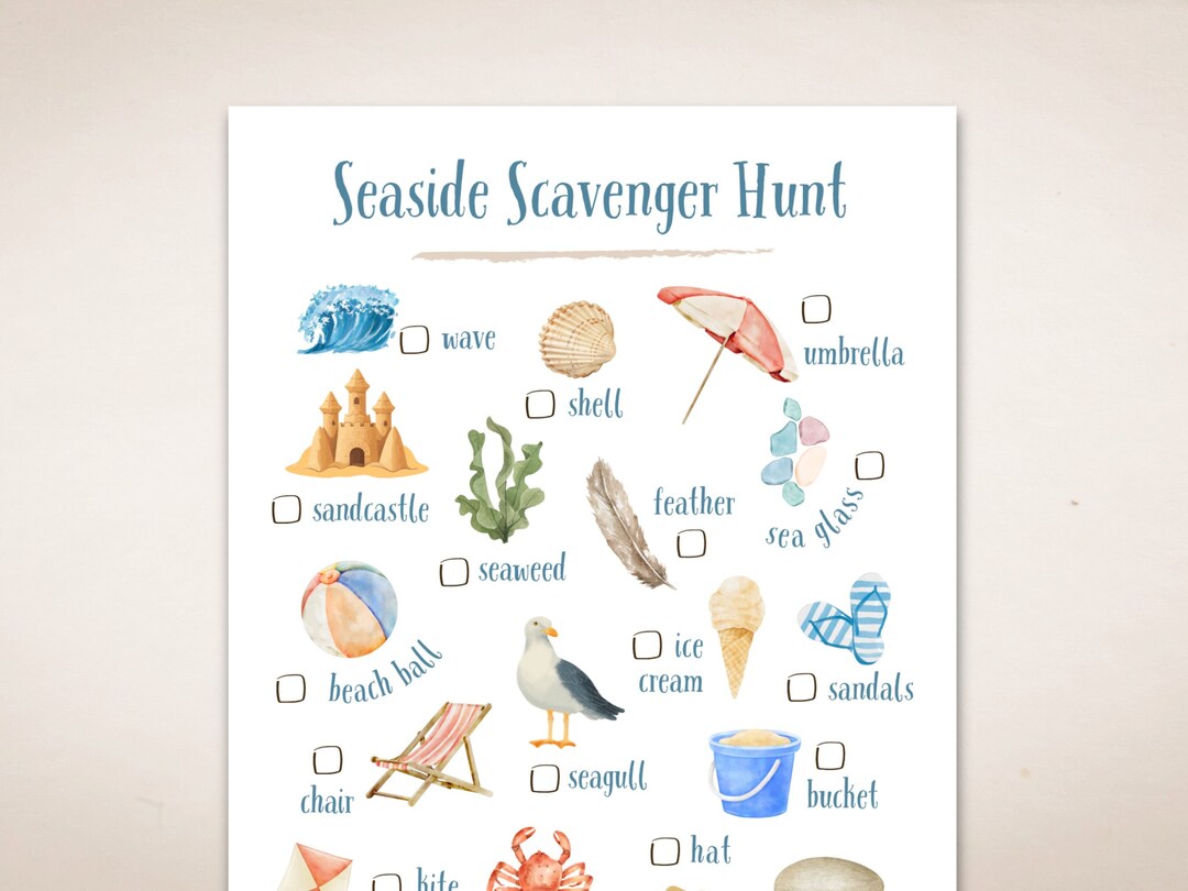 Printable Seaside Beach Day Scavenger Hunt - Etsy