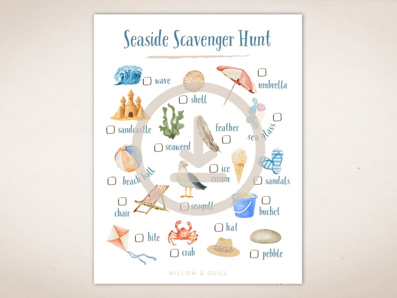 Printable Seaside Beach Day Scavenger Hunt - Etsy