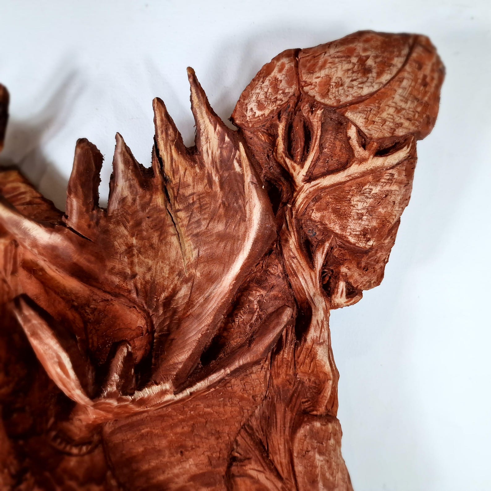Wooden Carved Deer, Hand Carved Deer Art, Deer in the Forest, Graceful ...