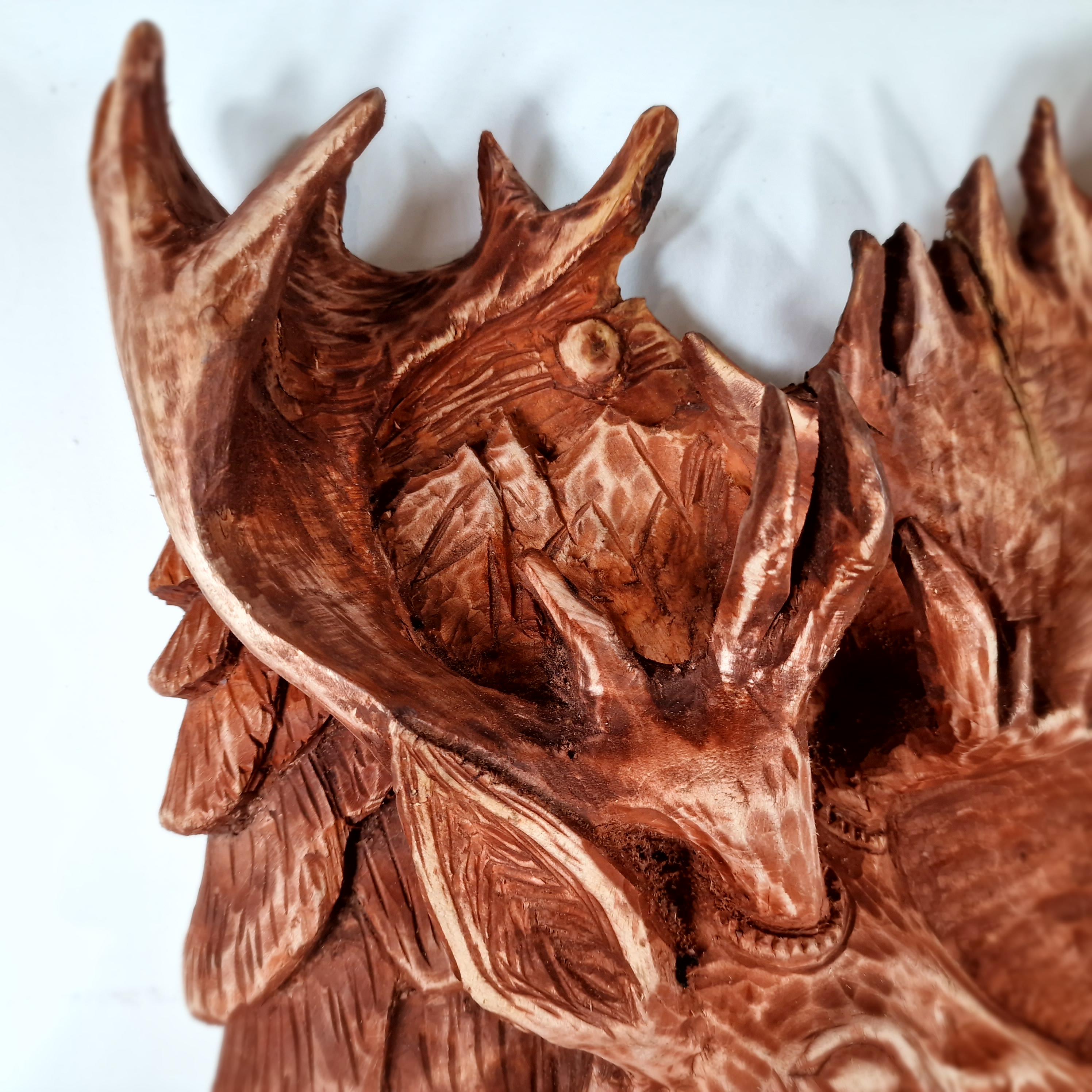 Wooden Carved Deer, Hand Carved Deer Art, Deer in the Forest, Graceful ...
