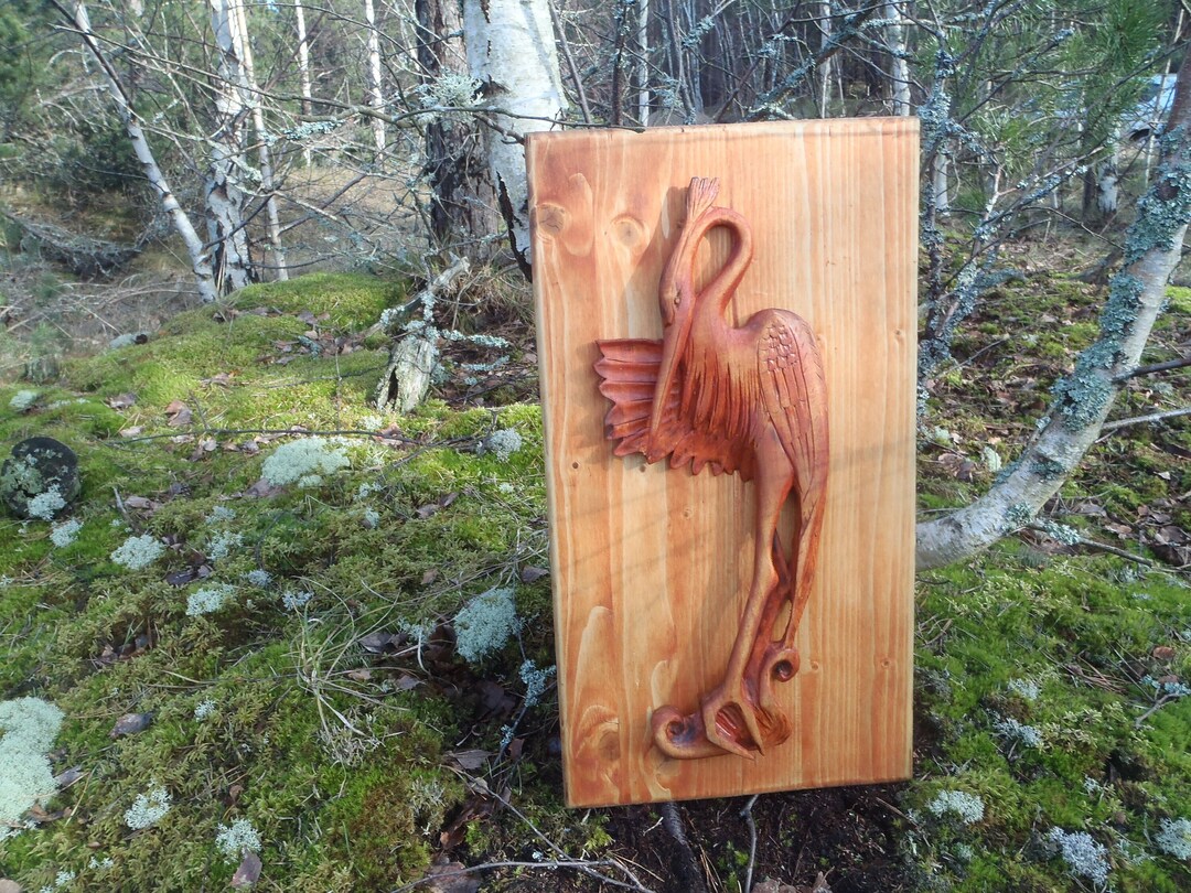 Handmade Crane, Wood Carving Crane, Crane Art, Lone Crane, Long Leg ...