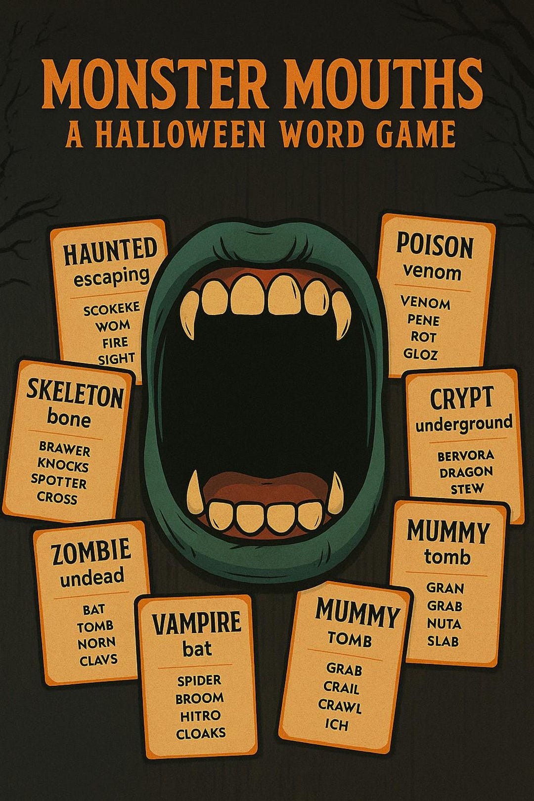 The Forbidden Word Halloween Game (printable) - Etsy