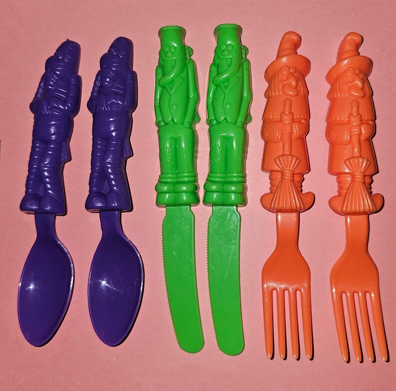 Vintage Halloween Plastic Utensils Witch Frankenstein Mummy - Etsy