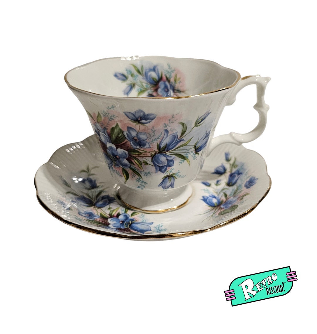 Royal Albert Blue Floral Bone China Tea Cup With Saucer - Etsy
