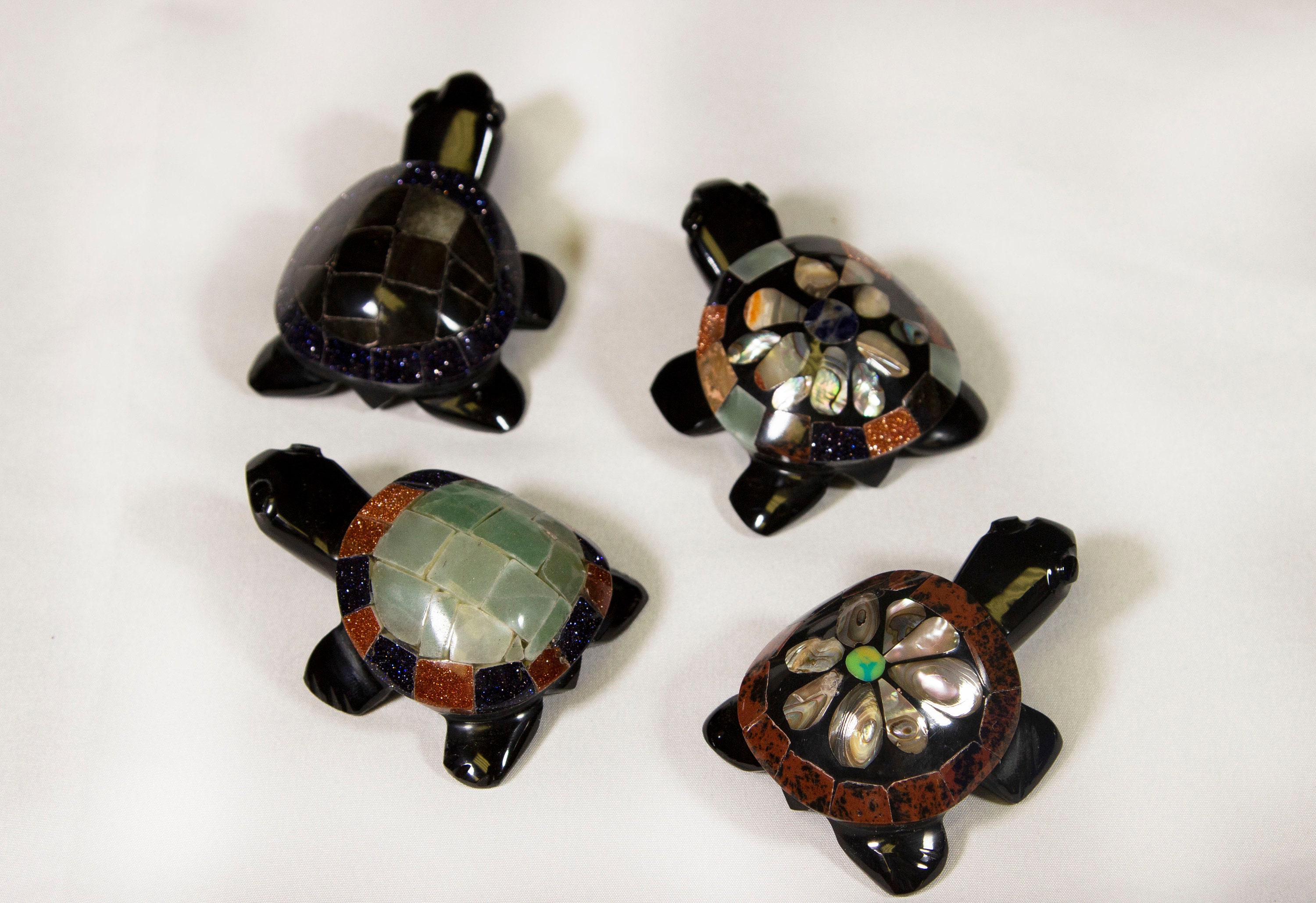 Assorted Inlaid Obsidian Turtle single Turtle - Etsy