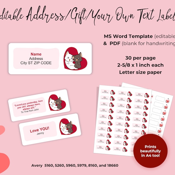Cat Address Labels - Etsy