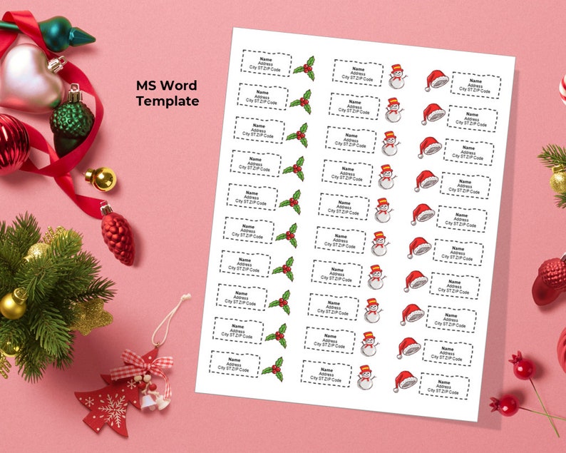 Editable Printable Christmas Gift, Address Labels. 30/page. MS Word ...