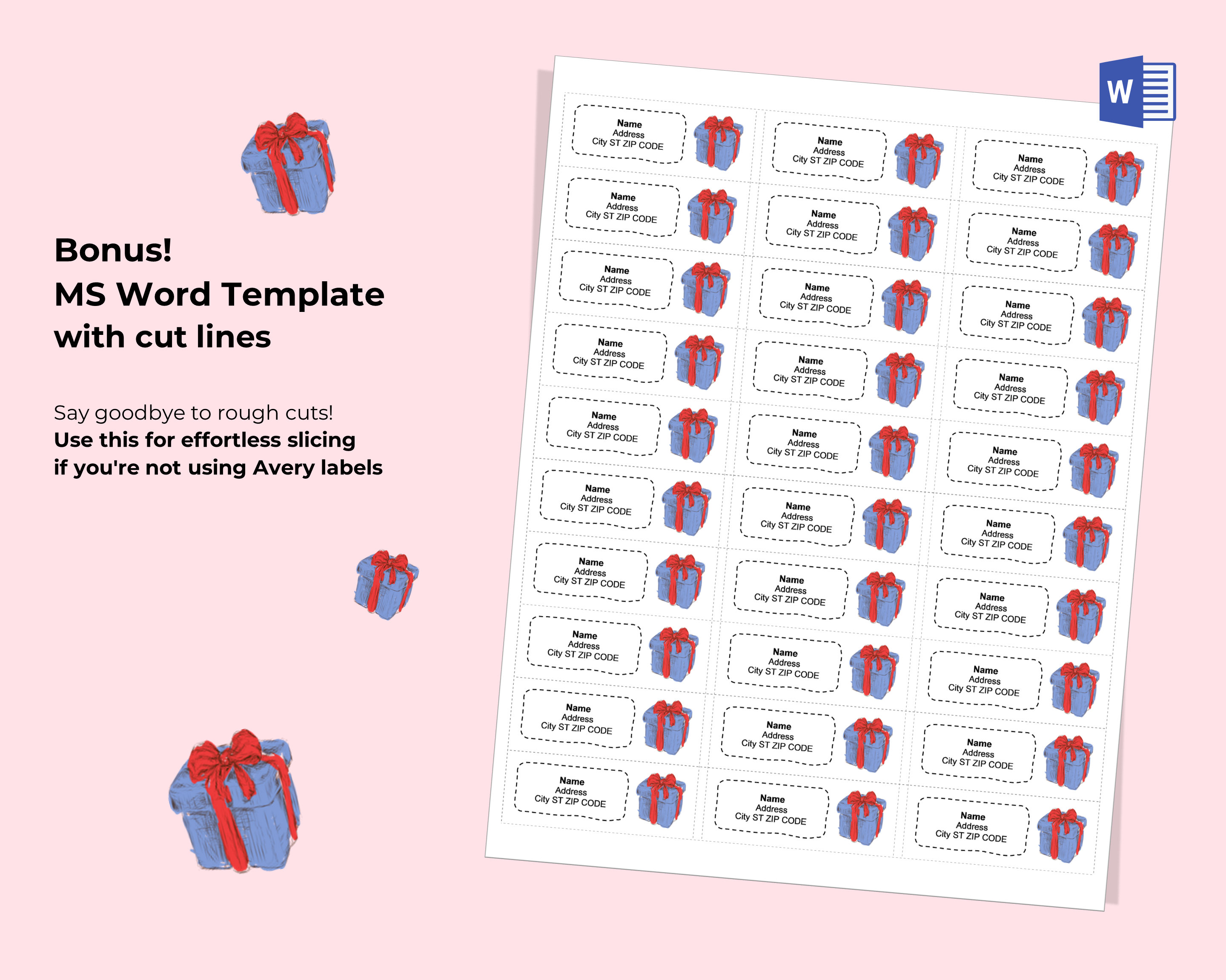 Printable Address Gift Labels, Stickers, Gift, Editable Text Labels. 30 ...