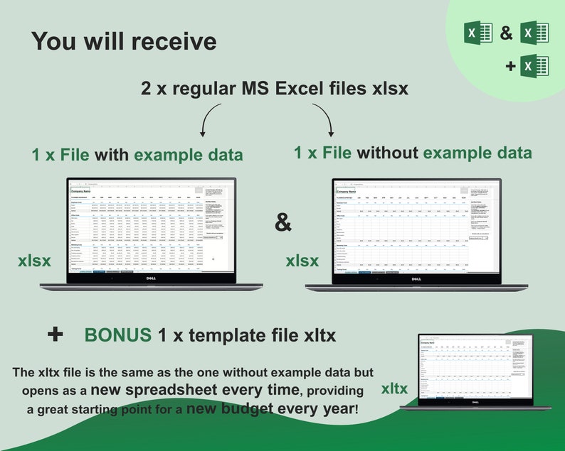 Business Expense Budget Microsoft Excel Template. Currency Dollar Size ...