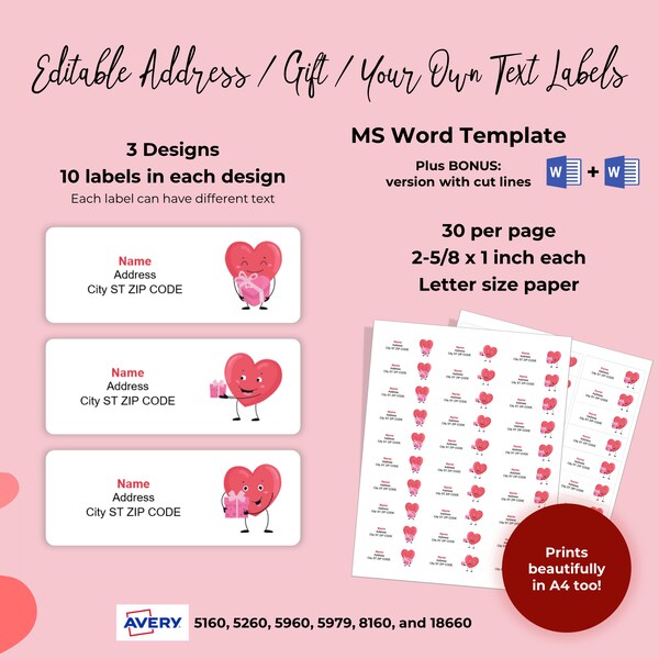 Avery 5160 Template - Etsy