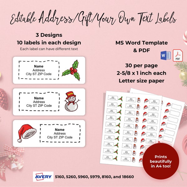 Avery 5160 Template - Etsy