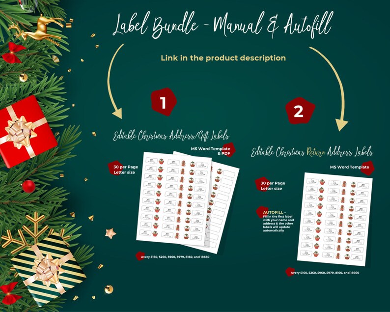Printable Christmas RETURN Address Labels. 30 per Page. MS Word ...