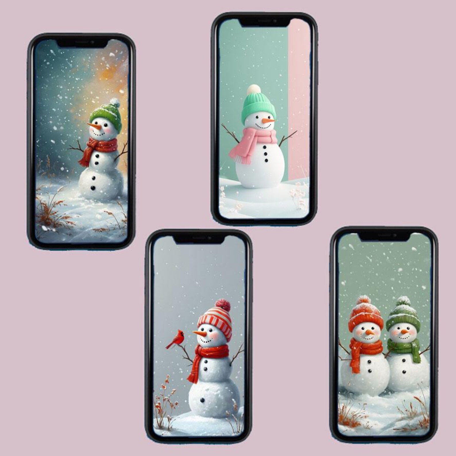 Snowmen Wallpapers for Your Phone. Includes All 4 - Etsy