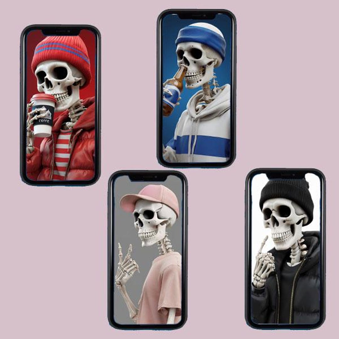 Skeleton Phone Wallpapers for Your Phone. Includes All 4 - Etsy
