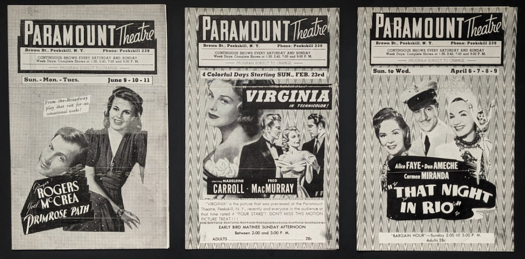 Paramount Theatre Peekskill NY Movie Promotional Handbills 1940s (3) - Etsy