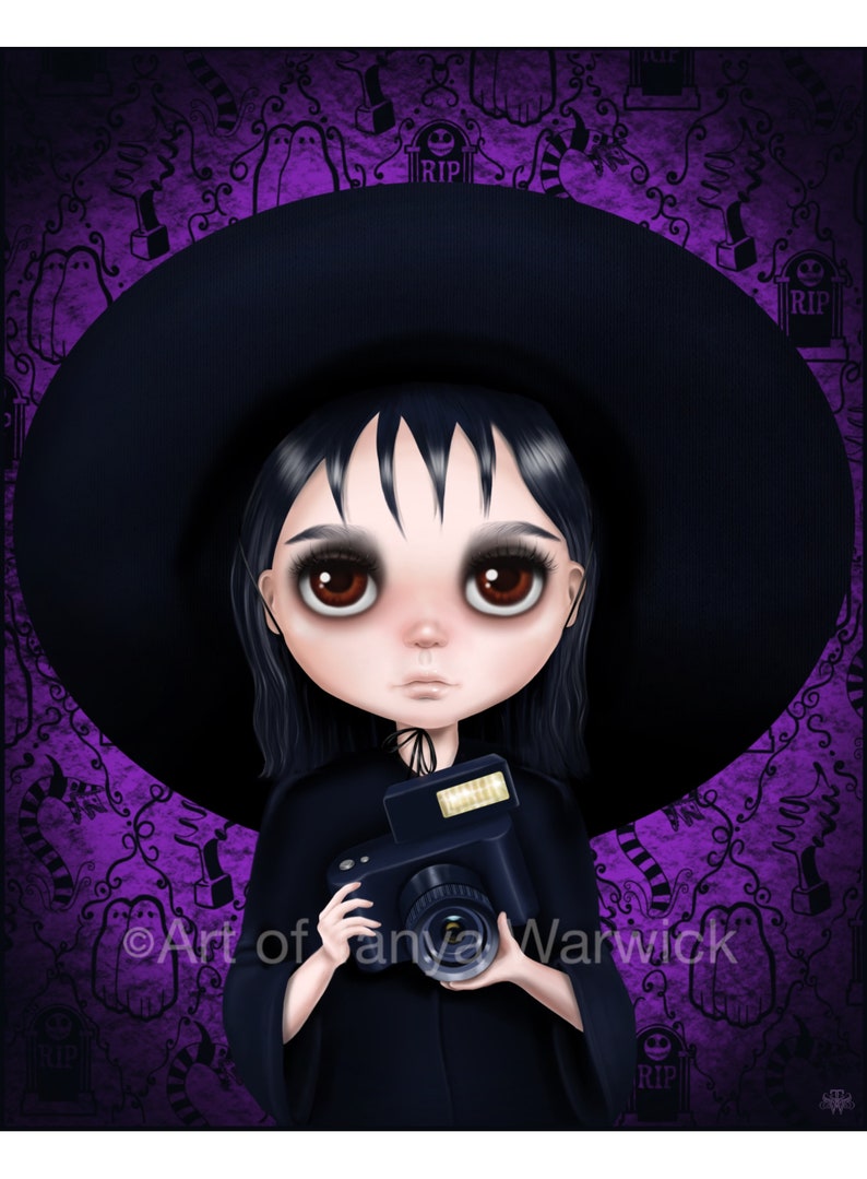 Tim Burton Fan Art One Big Dark Room Big Eyes Lydia Deetz | Etsy