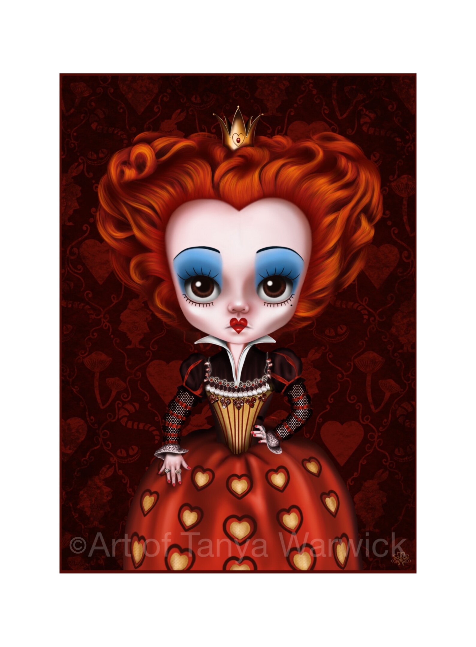 Tim Burton Fan Art Print Red Queen of Hearts Gothic Decor - Etsy