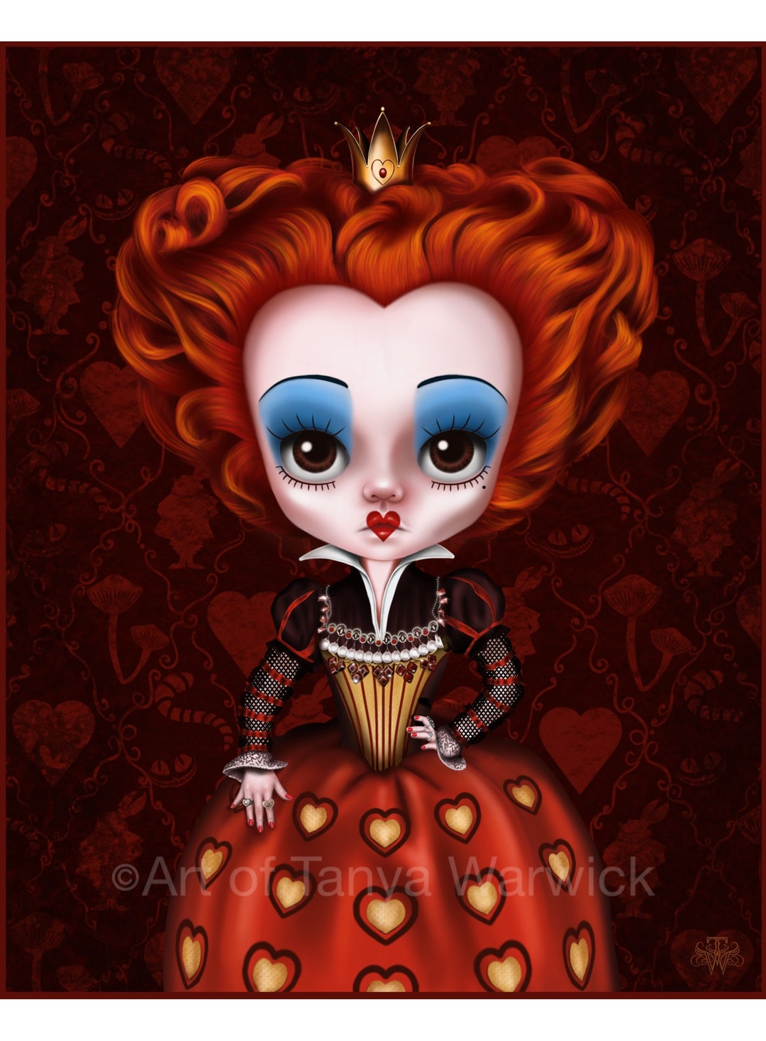 Tim Burton Fan Art Print Red Queen of Hearts Gothic Decor Wall Art ...