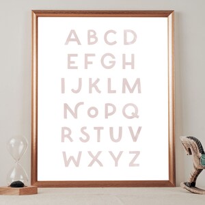 Pink Watercolor Alphabet Digital Print Custom Nursery Wall Art Baby ...