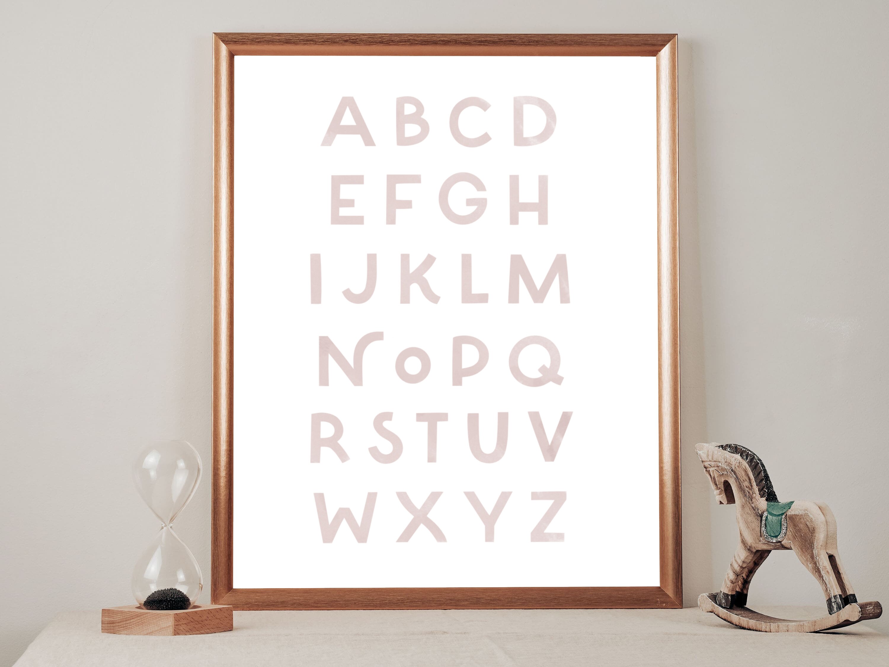 Pink Watercolor Alphabet Digital Print Custom Nursery Wall Art Baby ...