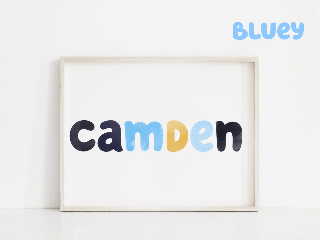 Custom Bluey Name Art Personalized Bluey Kids Decor Printable Blue Dog ...