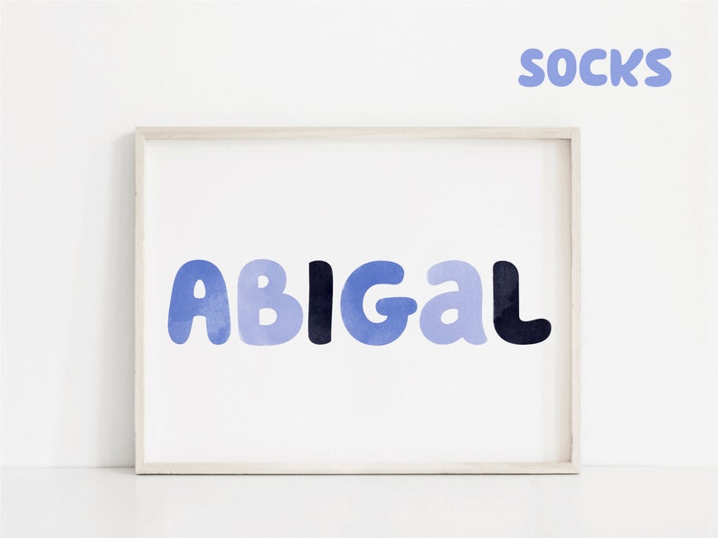 Custom Bluey Name Art Personalized Bluey Kids Decor Printable Blue Dog ...