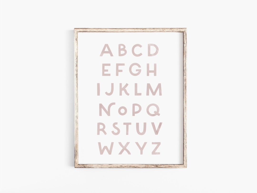 Pink Watercolor Alphabet Digital Print Custom Nursery Wall Art Baby ...