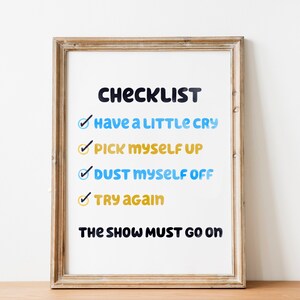 Bluey Checklist Digital Print Bluey Quote Print Kids Room Decor ...