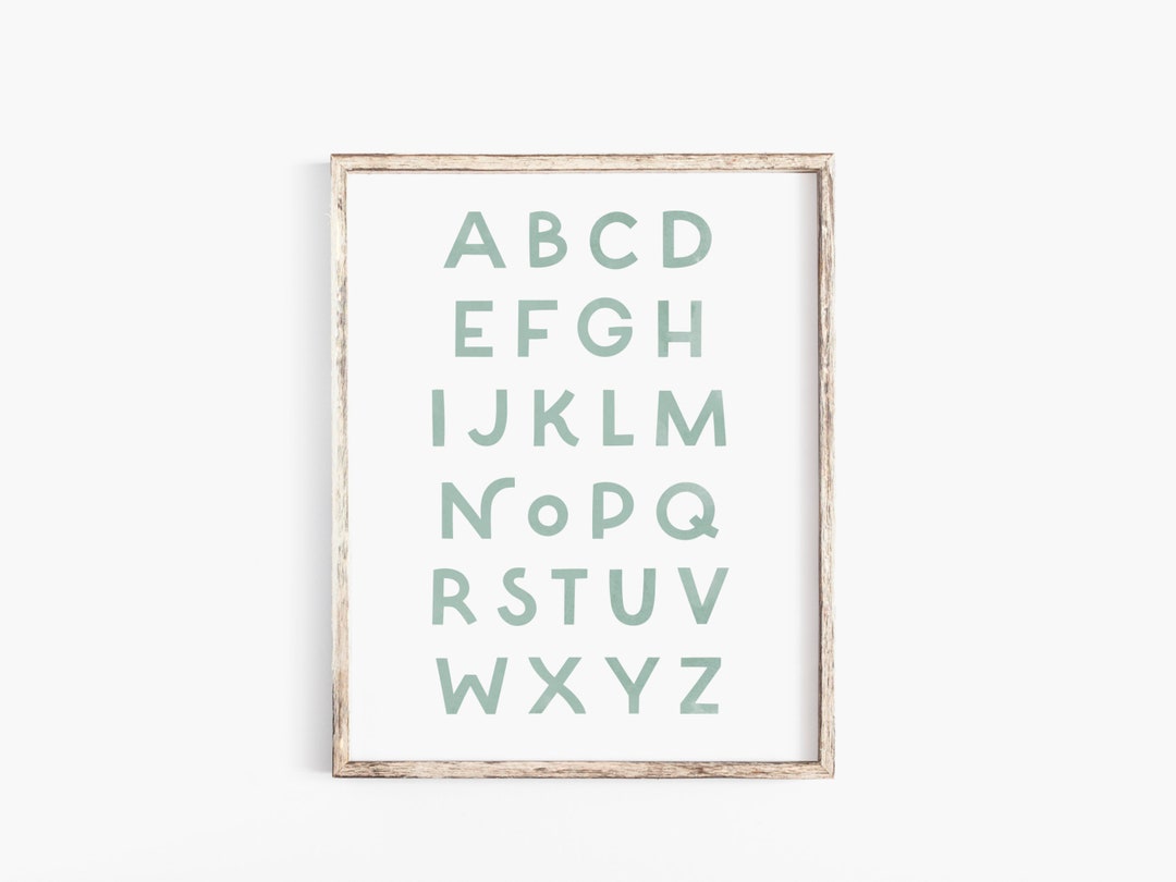 Blue Watercolor Alphabet Digital Print Custom Nursery Wall Art Baby ...