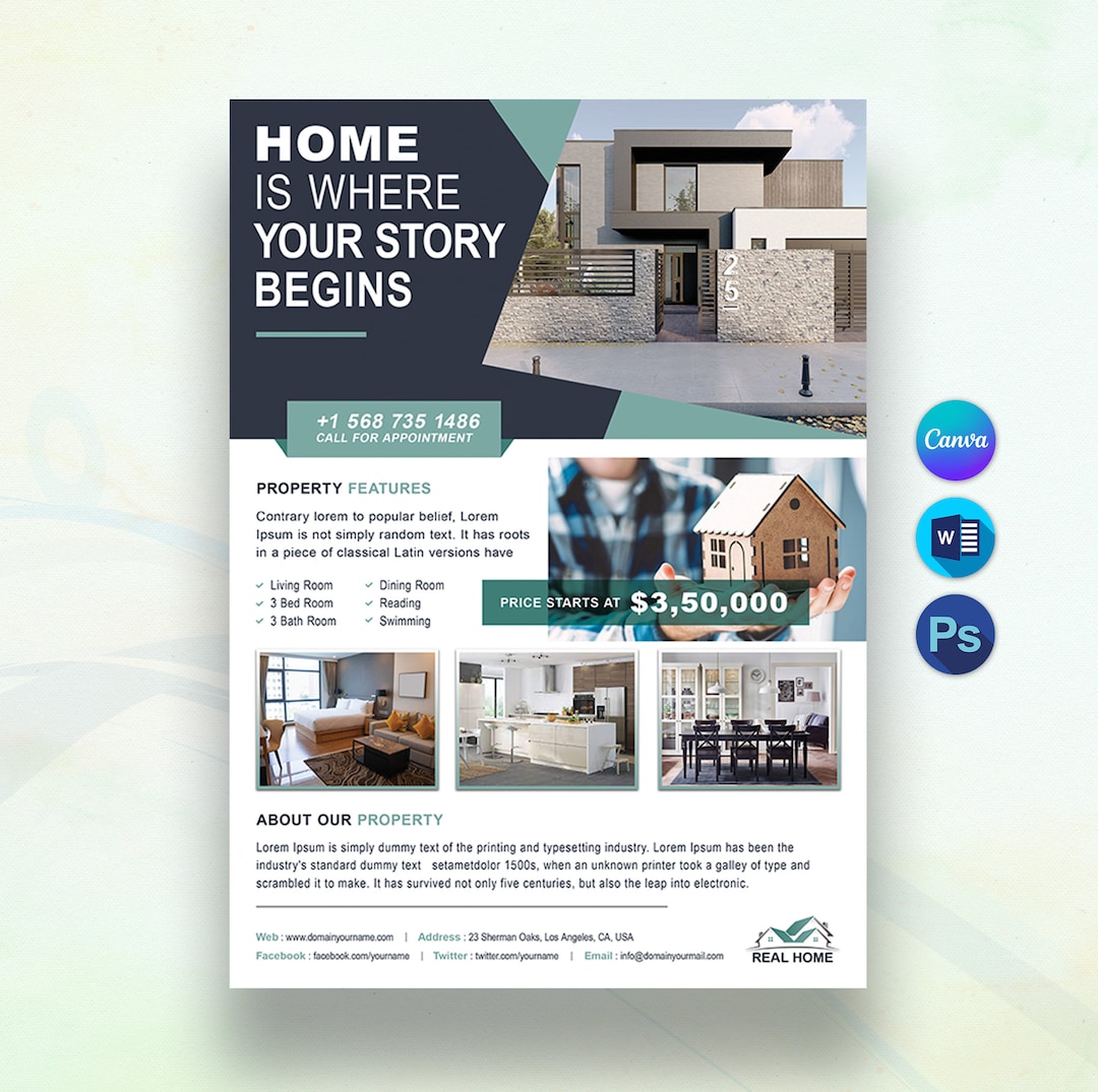 Real Estate Flyer Template, Real Estate Marketing Flyer Template, for ...