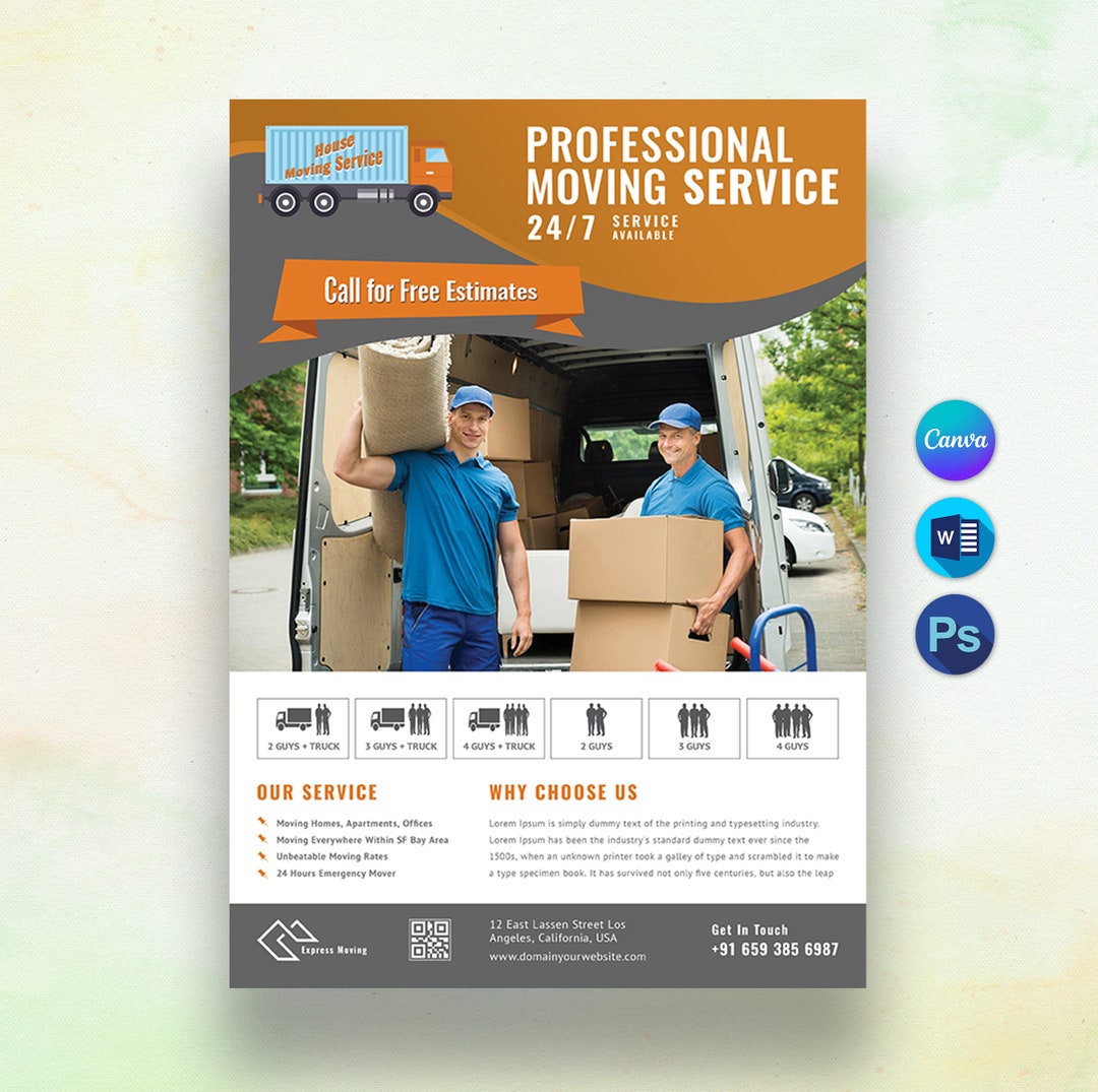 Moving Service Flyer Template, Moving Service Flyer Poster, Editable ...