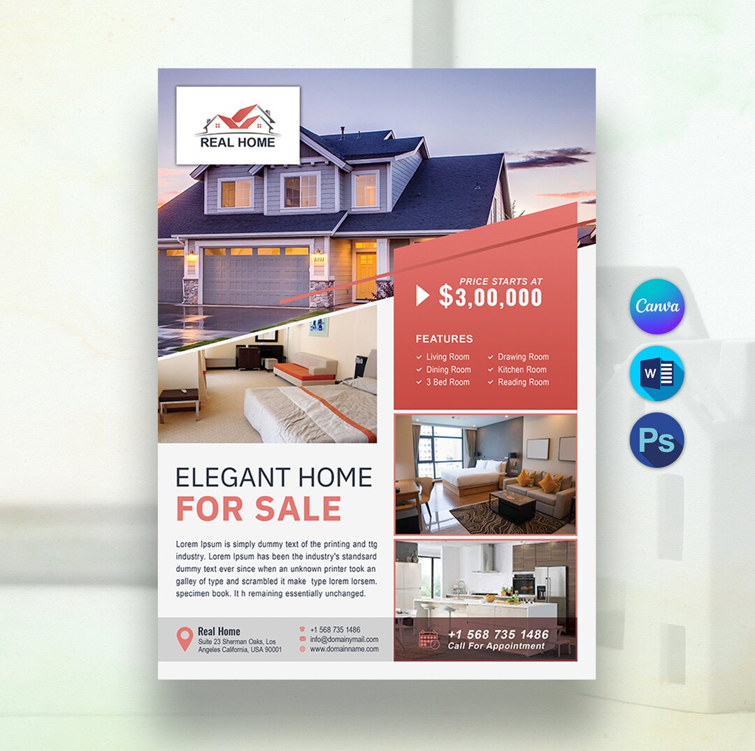 Real Estate Flyer Template, Real Estate Marketing Flyer Template, for ...
