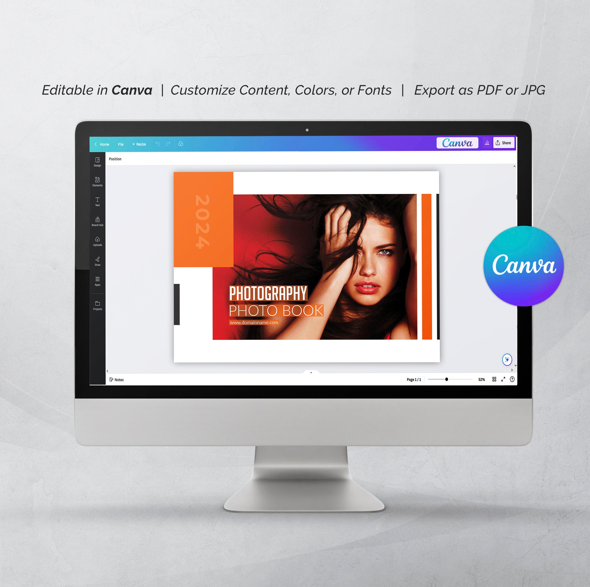 Orange - Photo Album Template Canva Book Template, Romantic Storyboard ...