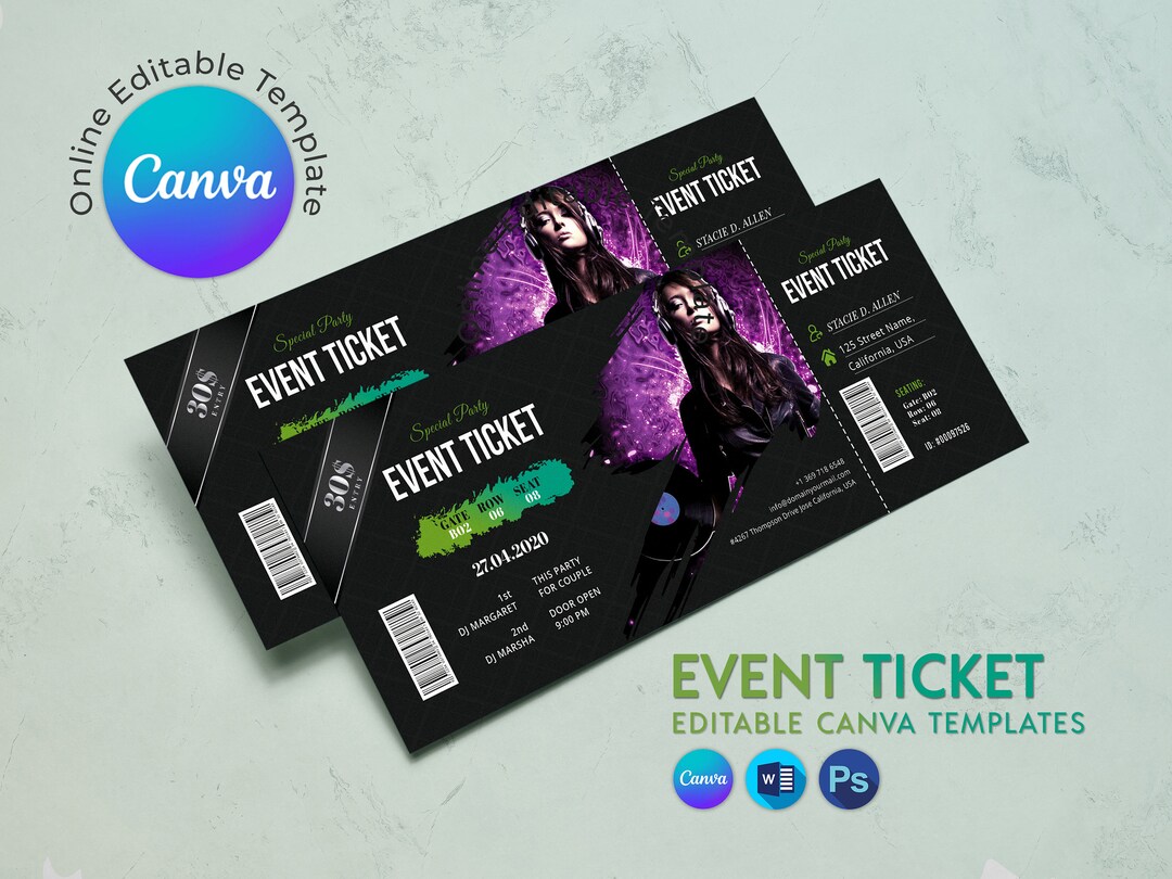 Event Ticket Printable Editable Event Tickets Event Ticket - Etsy