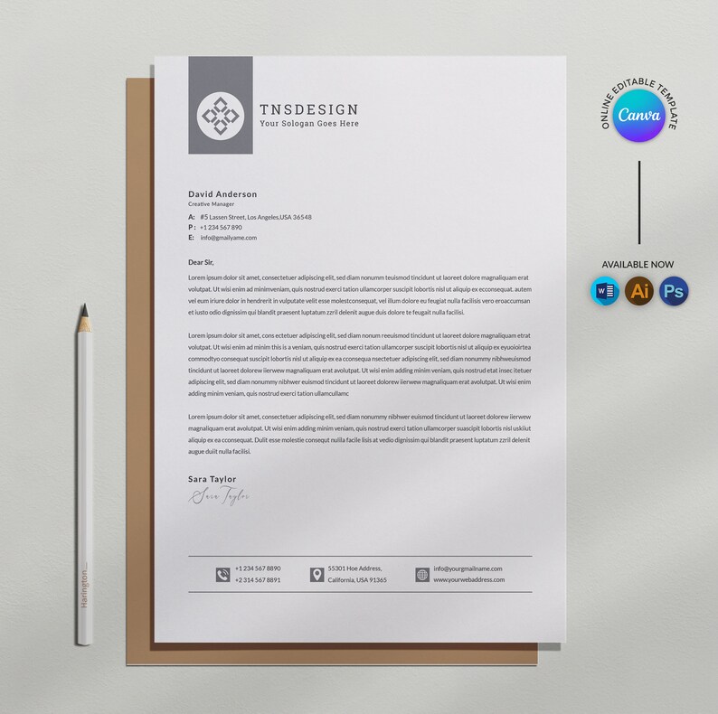 Business Letterhead Template Canva Editable, Custom Company Letterhead ...