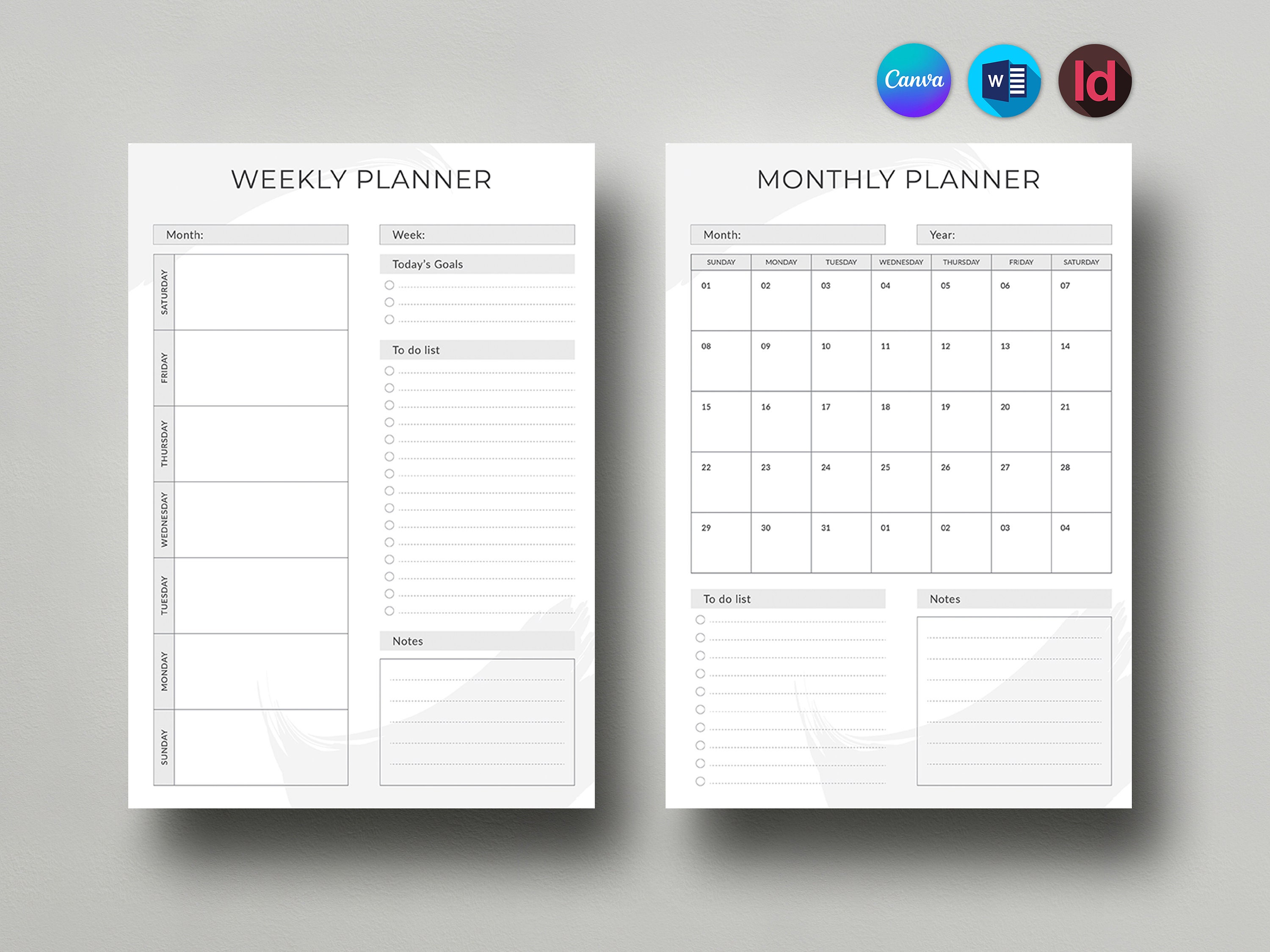 Digital Planner Canva Template Daily Monthly Weekly Planners - Etsy
