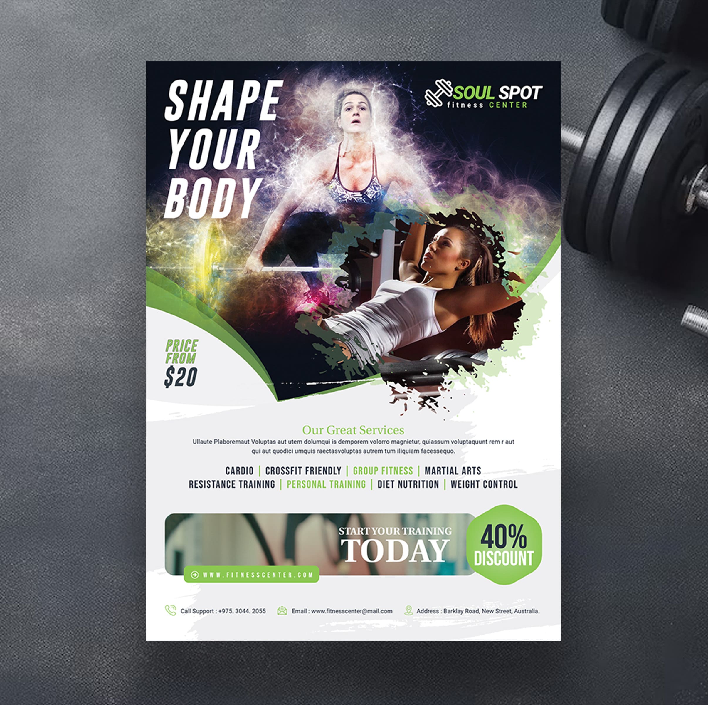 Canva Gym Workout Flyer | Fitness Flyer, Sport Template, Social Media ...