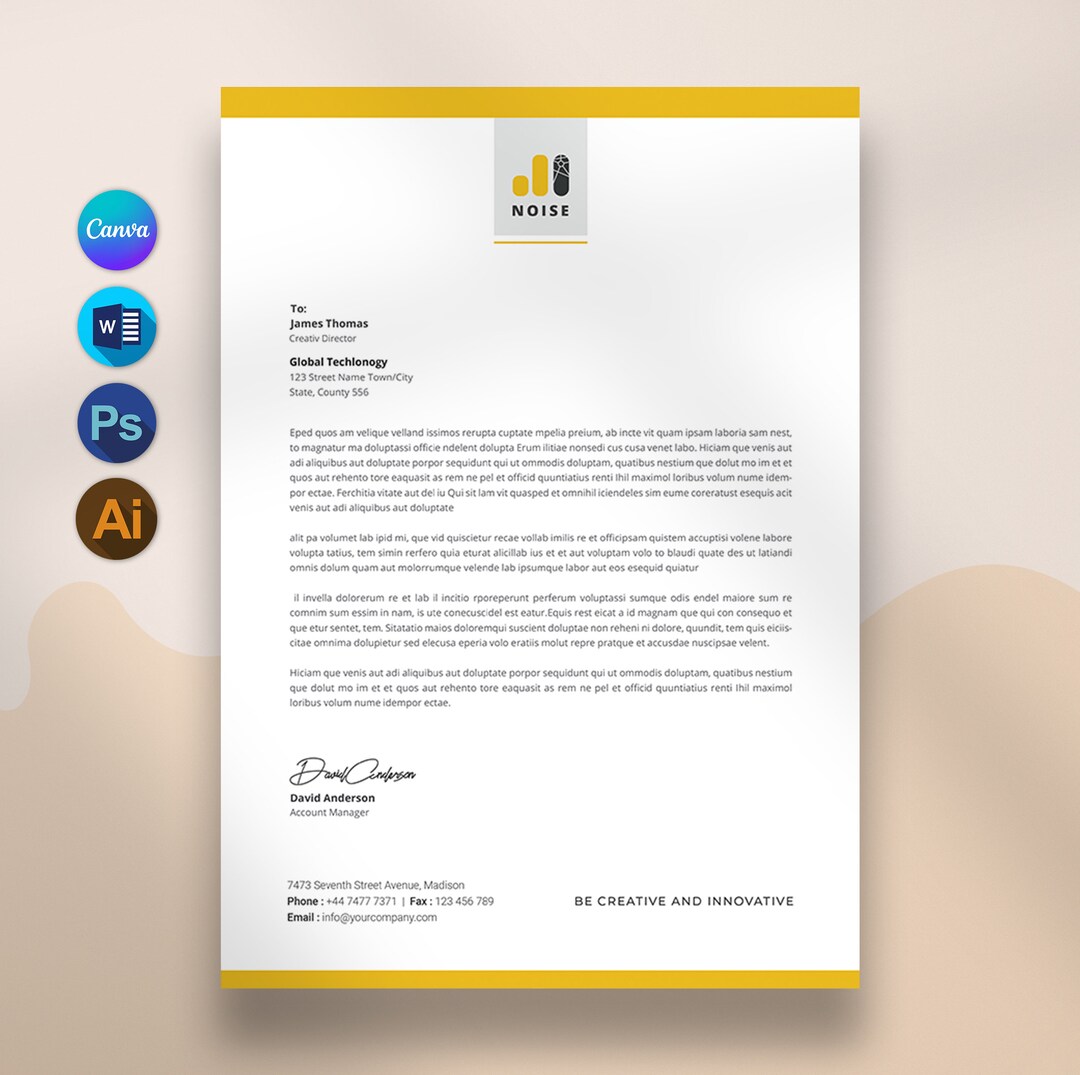 Business Letterhead Template Canva Editable, Custom Company Letterhead ...