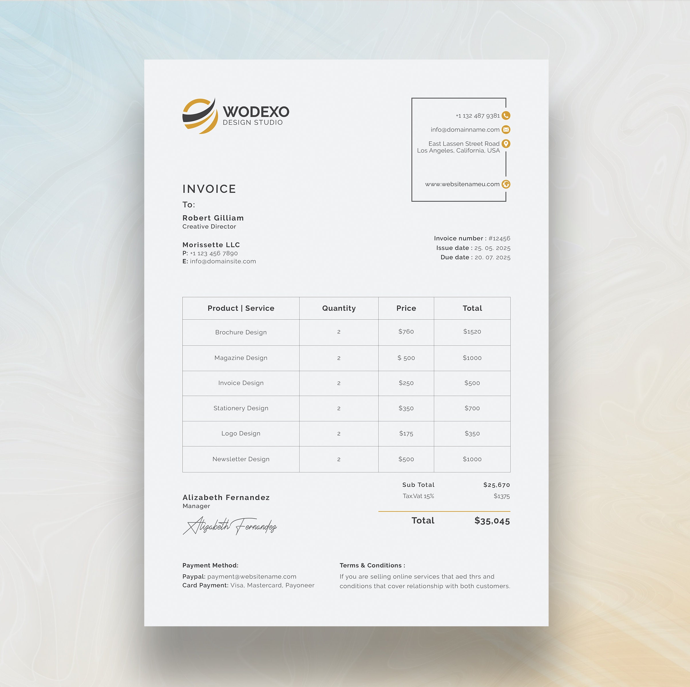 Invoice Template Canva Editable Business Cash Receipt Easily Edit MS ...
