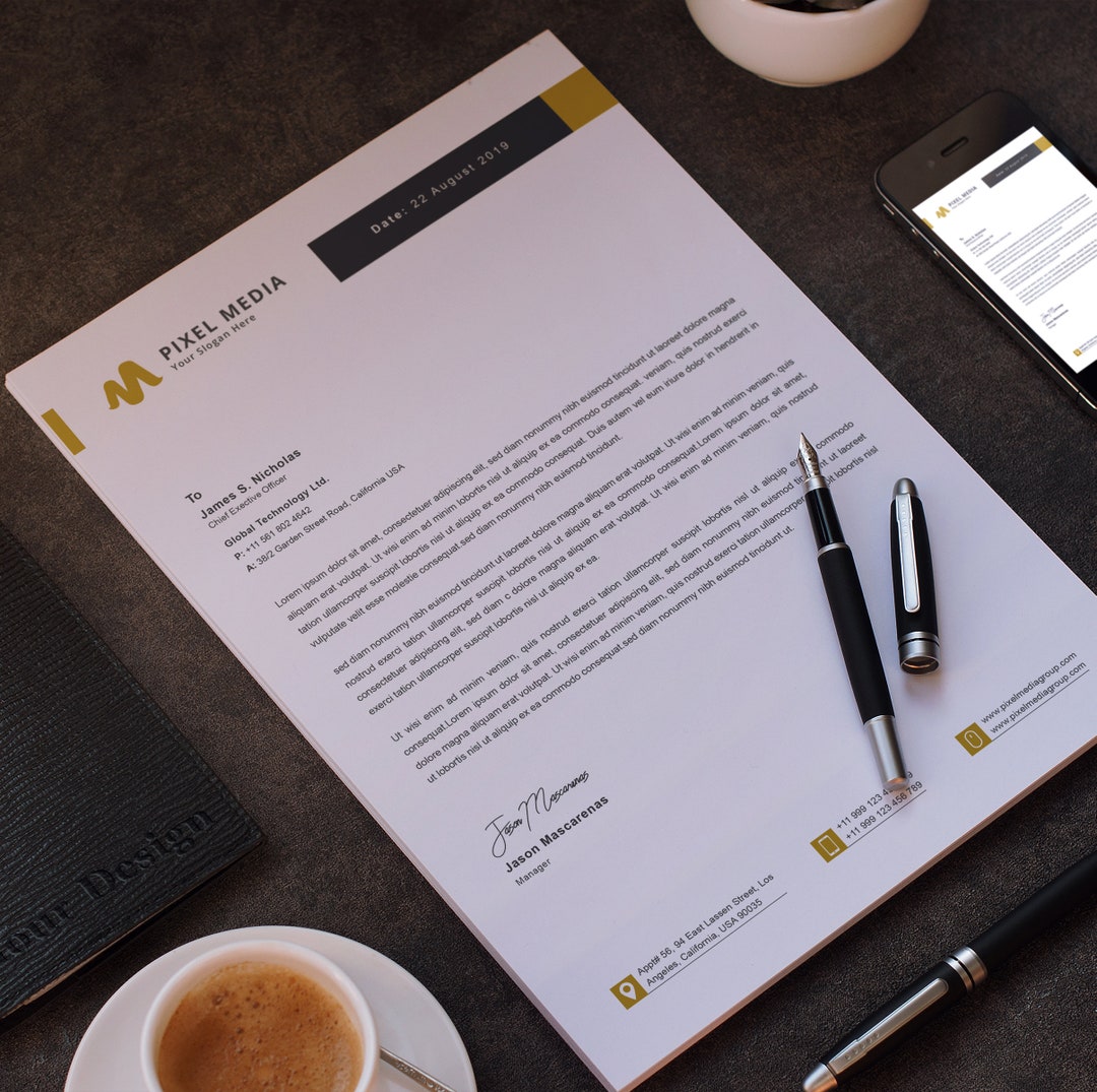 Business Letterhead Template Canva Editable, Custom Company Letterhead ...