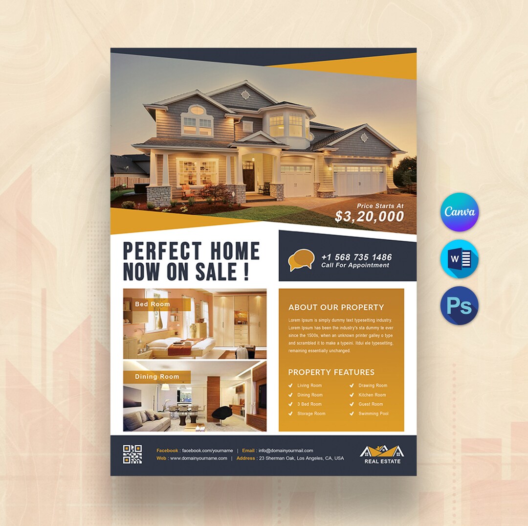Real Estate Flyer Template, Real Estate Marketing Flyer Template, for ...