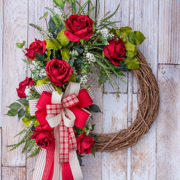 Red Rose Wreath - Etsy