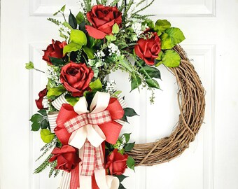 Red Rose Wreath - Etsy
